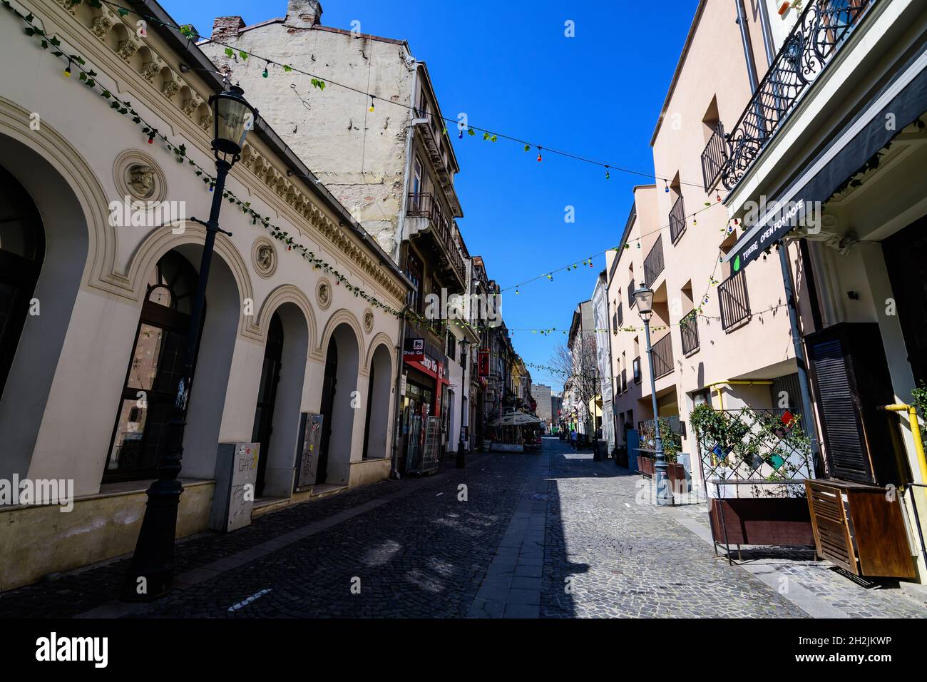 Bucharest, Romania - 27 March 2021: Old buildings in the historical ...