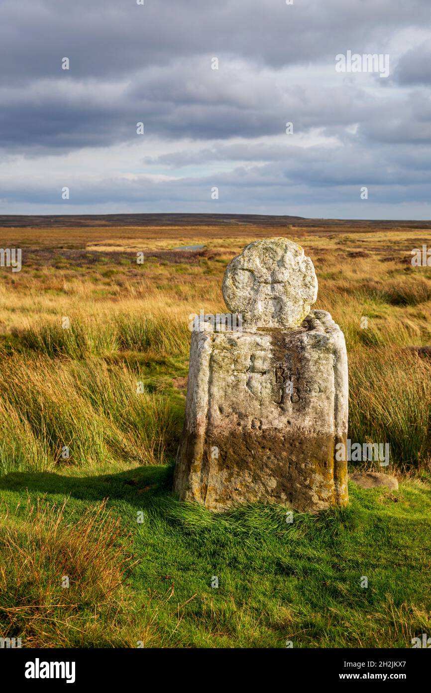 The 'Fat Betty' waymarker on Danby High Moor in the North York Moors ...