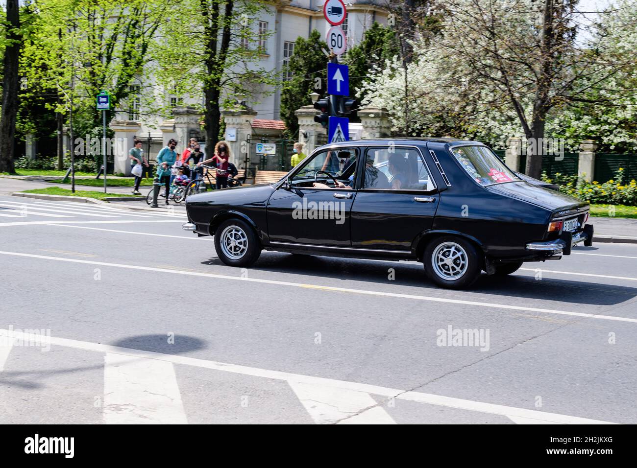 Bucharest, Romania, 24 April 2021 Old retro black Romanian Dacia 1300 ...