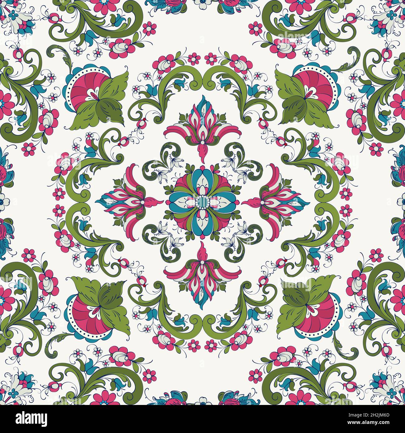 Rosemaling tile, traditional Norwegian decorative pattern. Vector ...