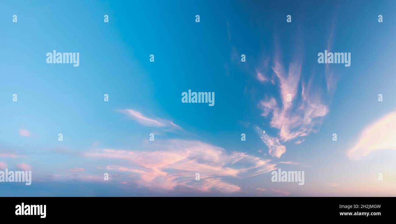 Vertical Dusk Sunset Sky, Evening blue Sky with colorful Clouds ...