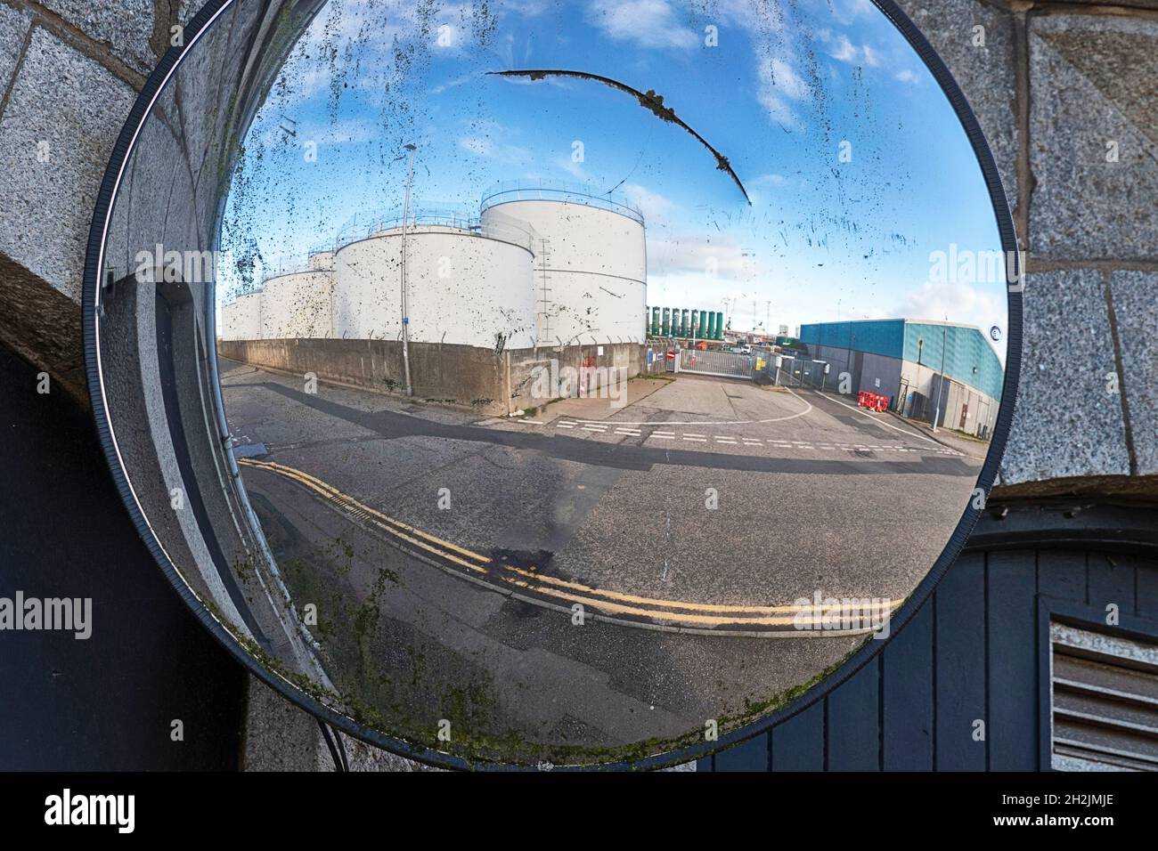 ABERDEEN CITY SCOTLAND HARBOUR SEEN THROUGH AN OLD CIRCULAR ROAD ...