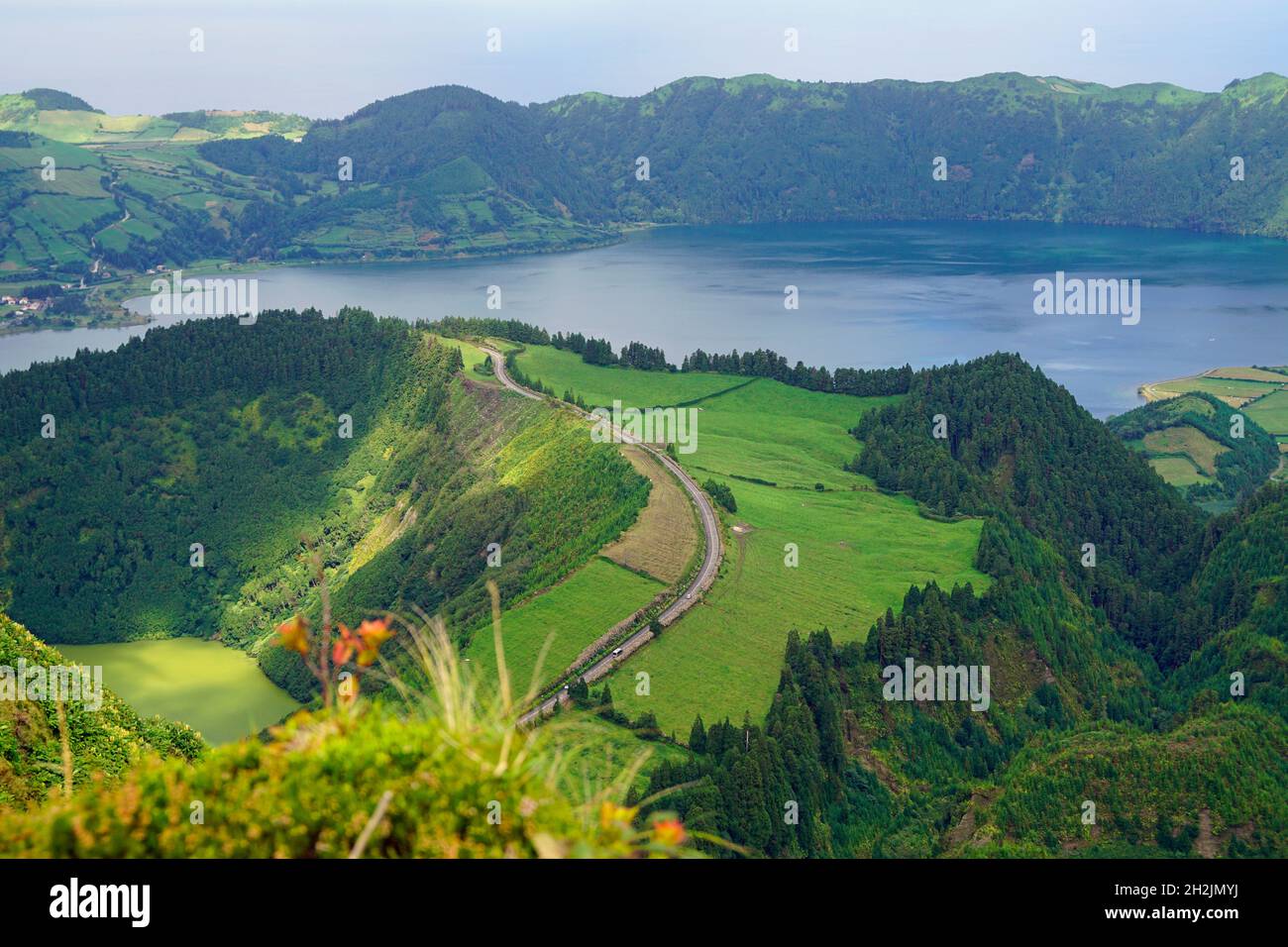 amazing green landscape on the azores island sao miguel Stock Photo - Alamy