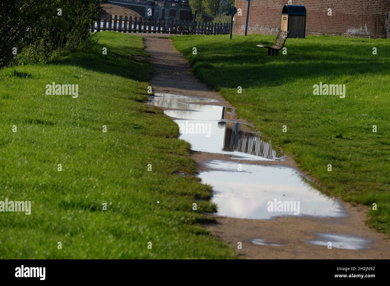 tow path with grass and trees Stock Photo - Alamy