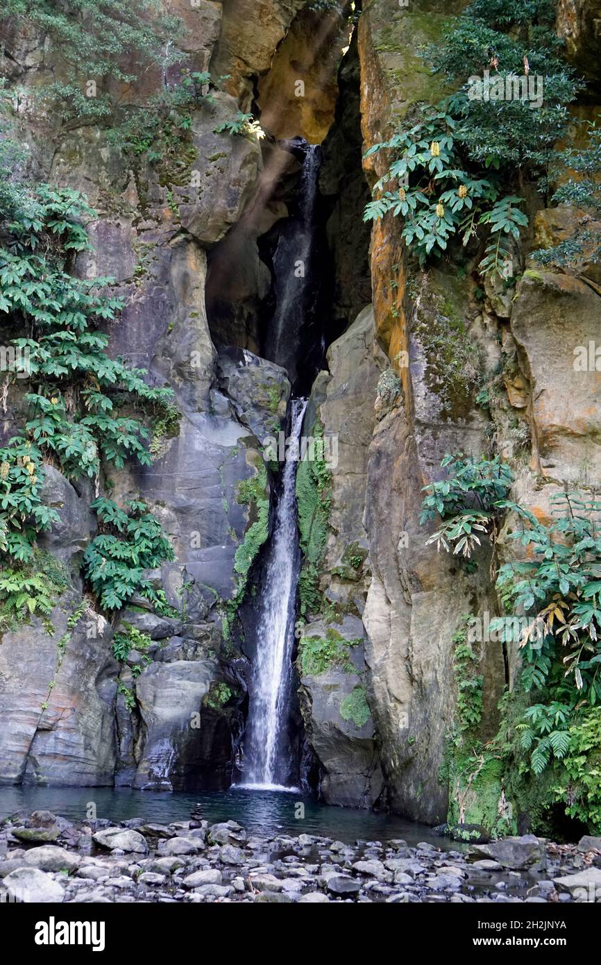 waterfall on the azores island sao miguel Stock Photo - Alamy