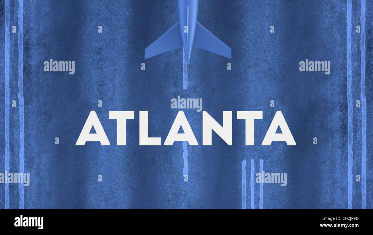 Commercial airplane landing at the airport of Atlanta. Aerial view of a ...