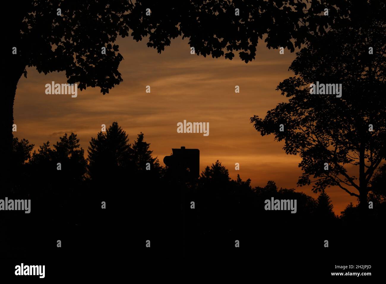 Fire red dawn sky forest hi-res stock photography and images - Alamy