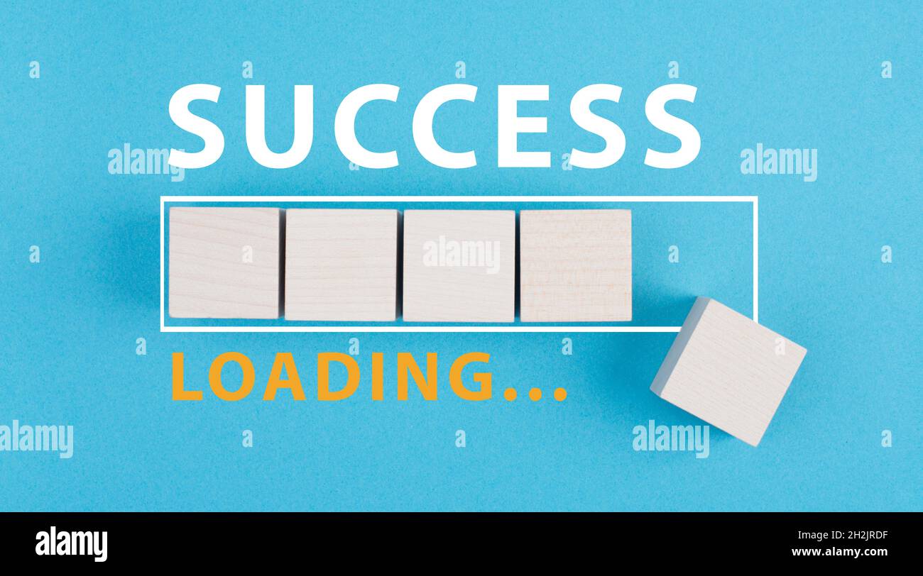 Loading bar with the word success, blue colored background, business ...
