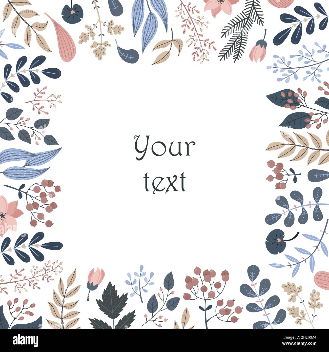 Vector floral template with a place for text. Botanical illustration ...