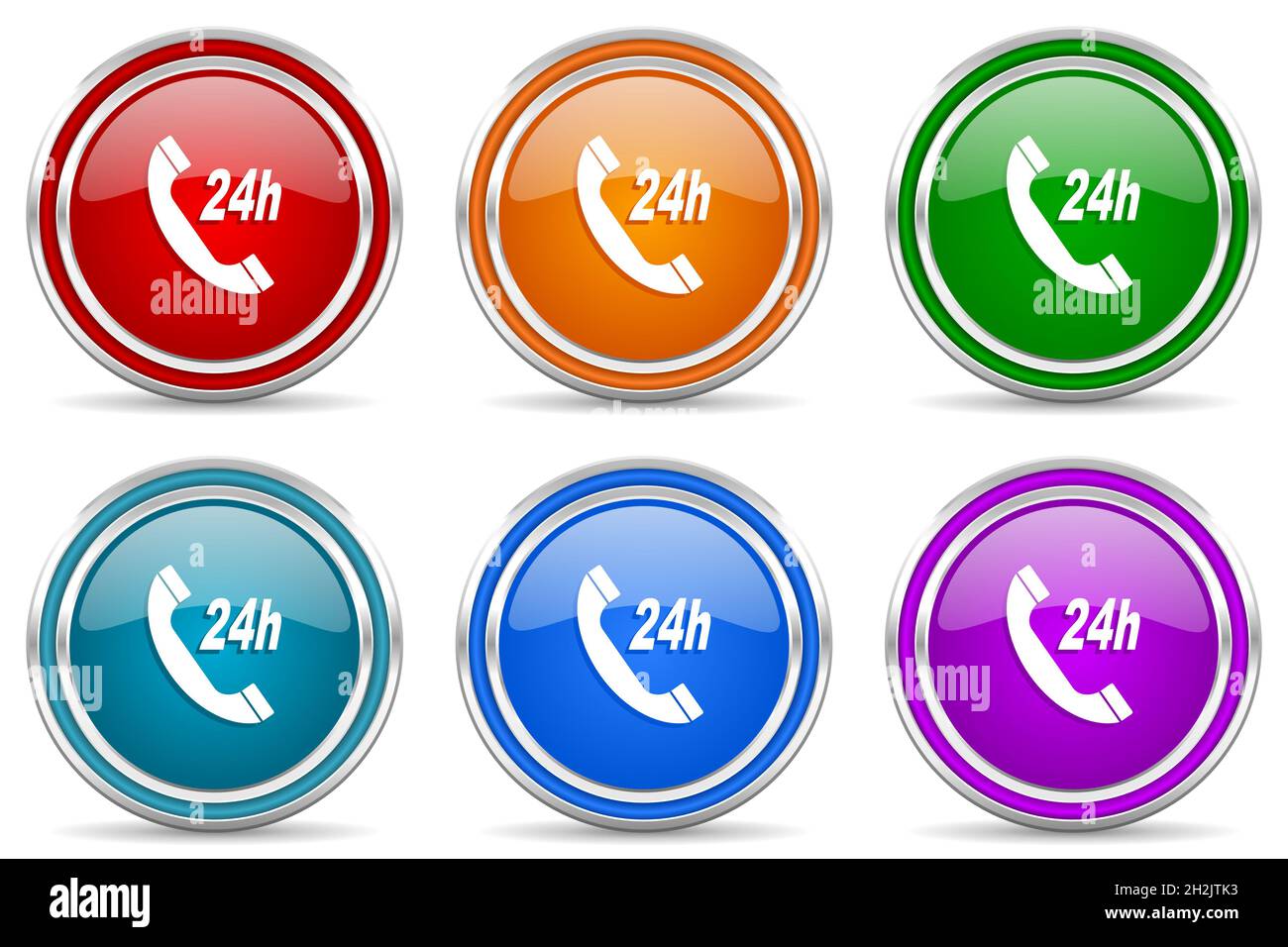 Service silver metallic glossy icons, set of modern design buttons for ...