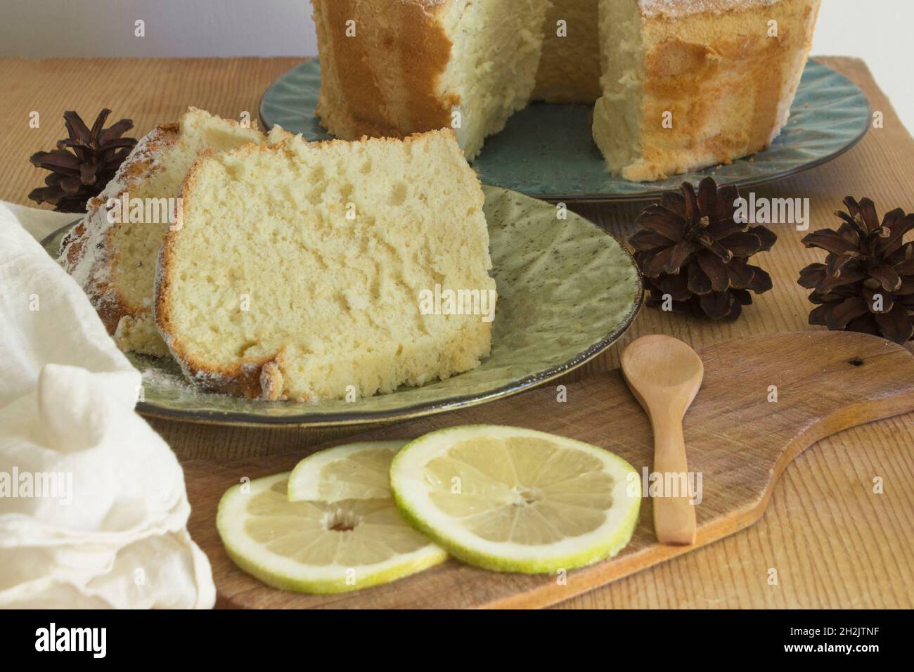 chiffon cake with lemon for your breakfast Stock Photo - Alamy