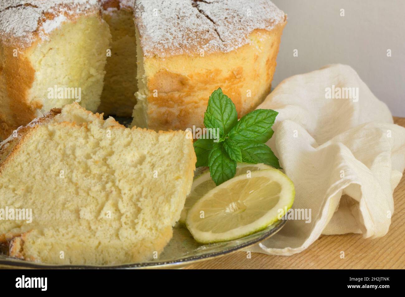 chiffon cake with lemon for your breakfast Stock Photo - Alamy