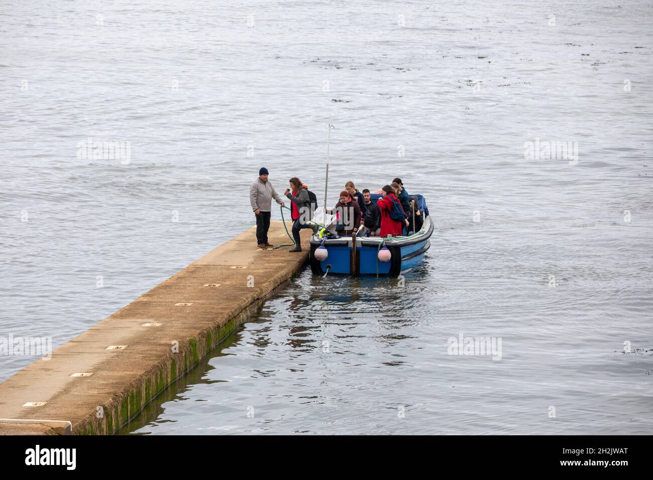 Cornwall, UK. 22 October 2021. People disembarked the ferry returning ...