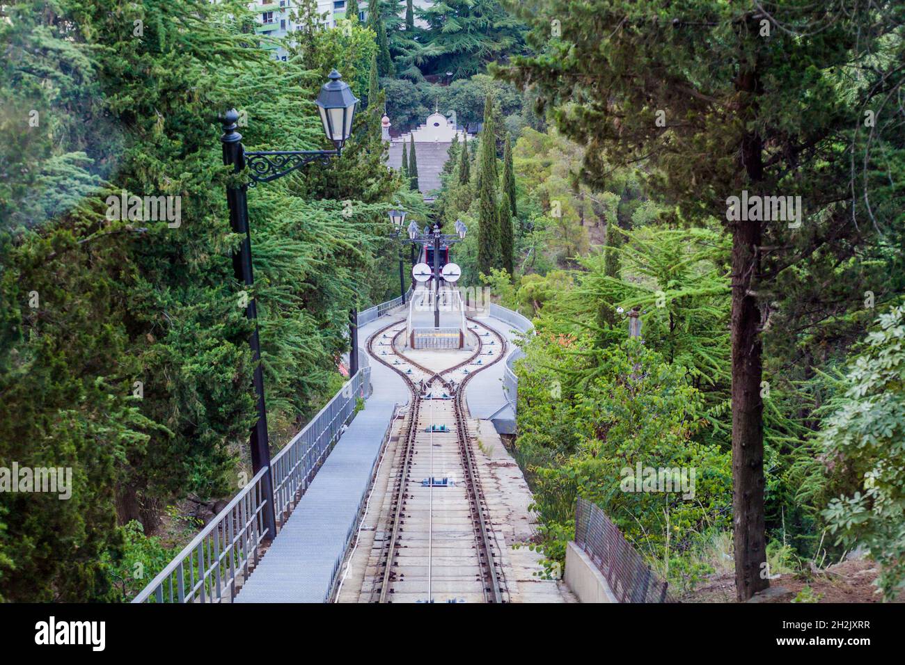 Funicular to Mtatsminda hill in Tbilisi, capital of Georgia Stock Photo ...