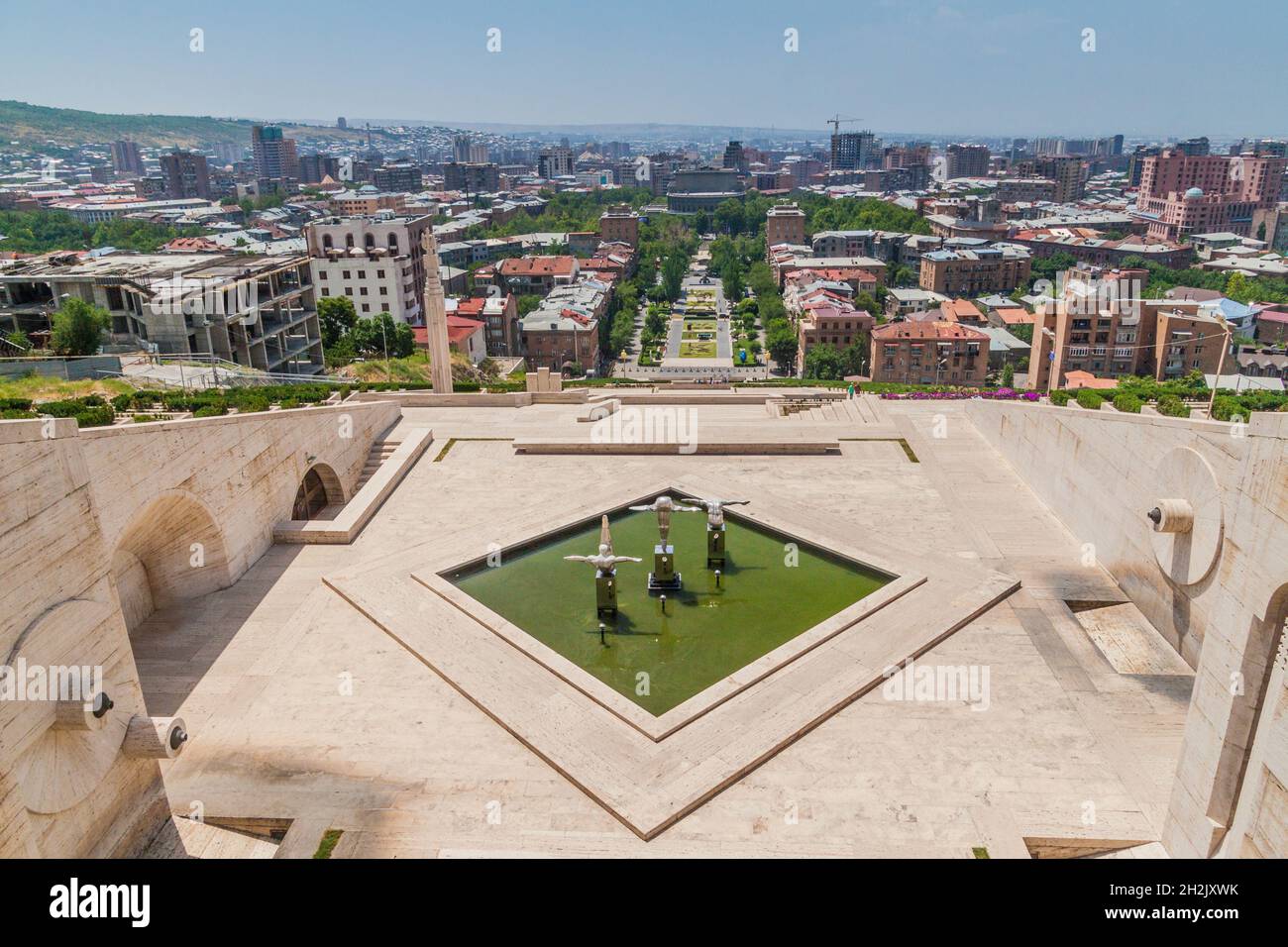 Aerial view of Yerevan from the Cascade complex, Armenia Stock Photo ...