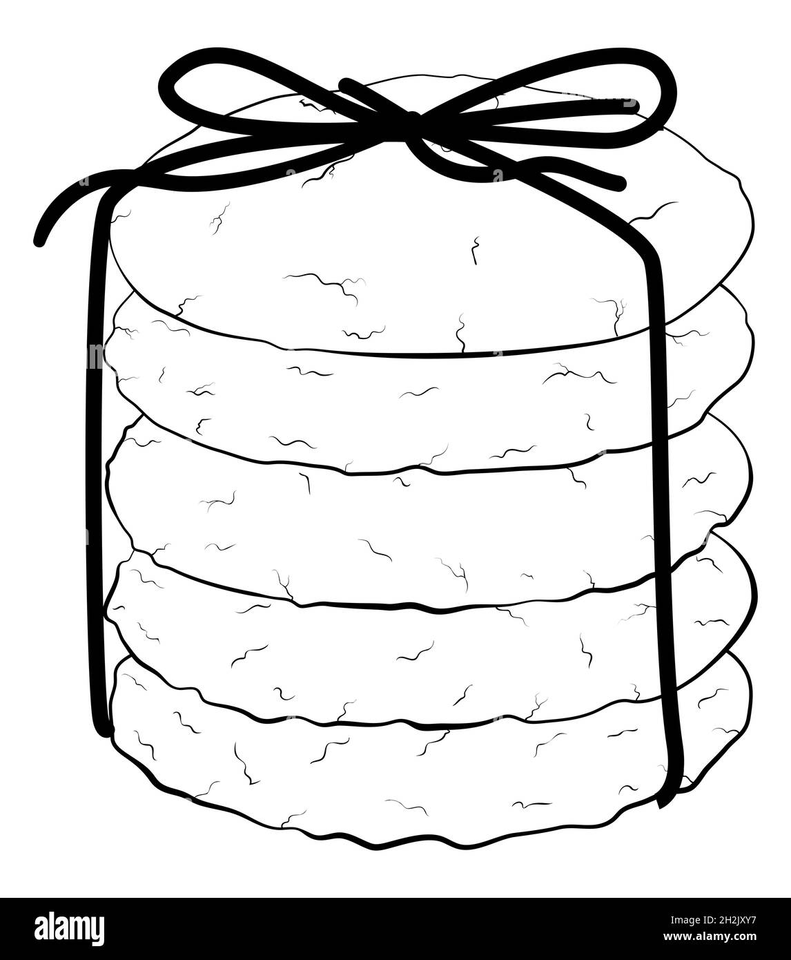Oatmeal cookies tied with a rope monochrome vector illustration ...