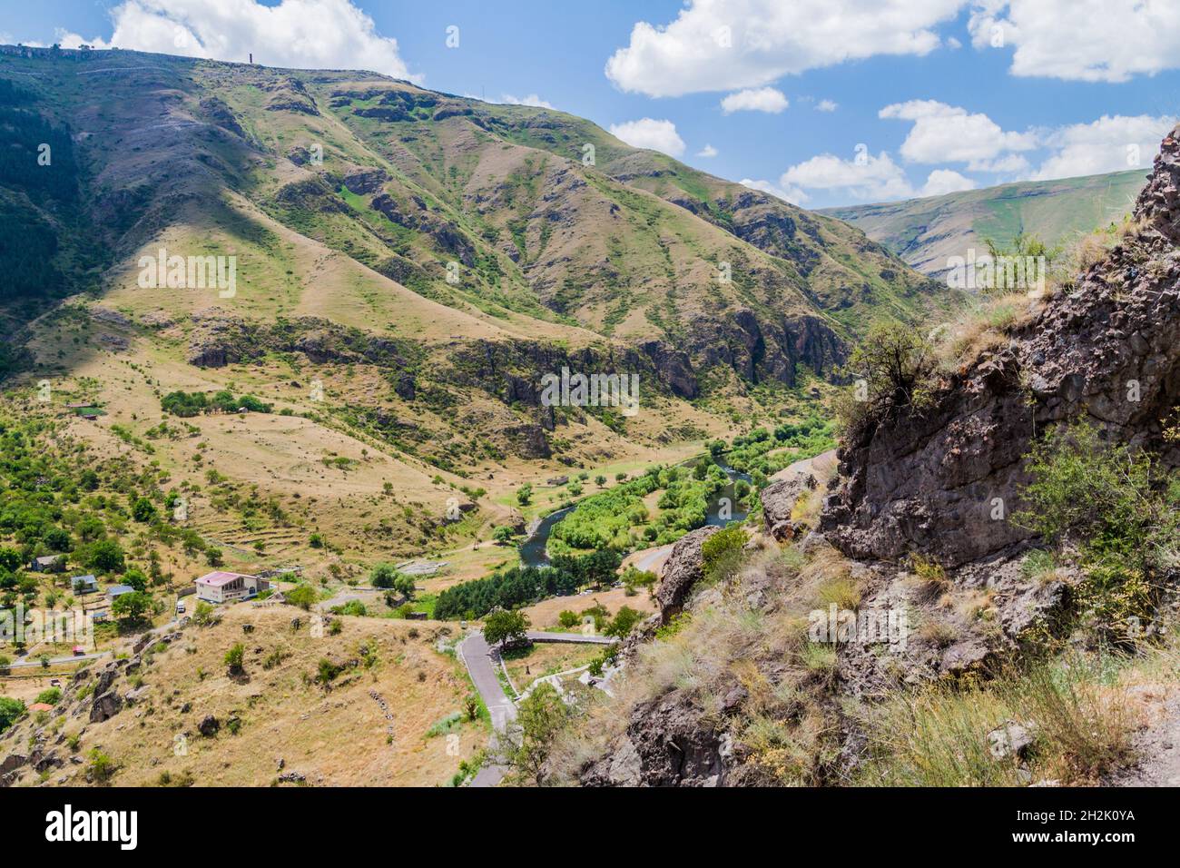 Mtkvari river valley viewed from Vardzia cave monastery, Georgia Stock ...