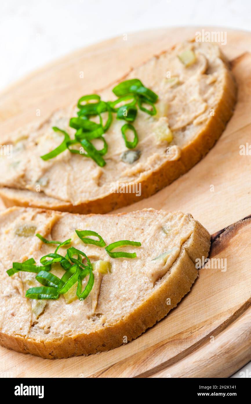 cracklings spread on bread with spring onion Stock Photo - Alamy
