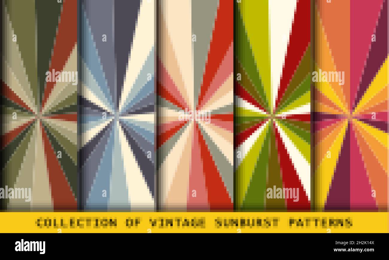 Retro set of vintage sunburst patterns, textures Stock Vector Image ...