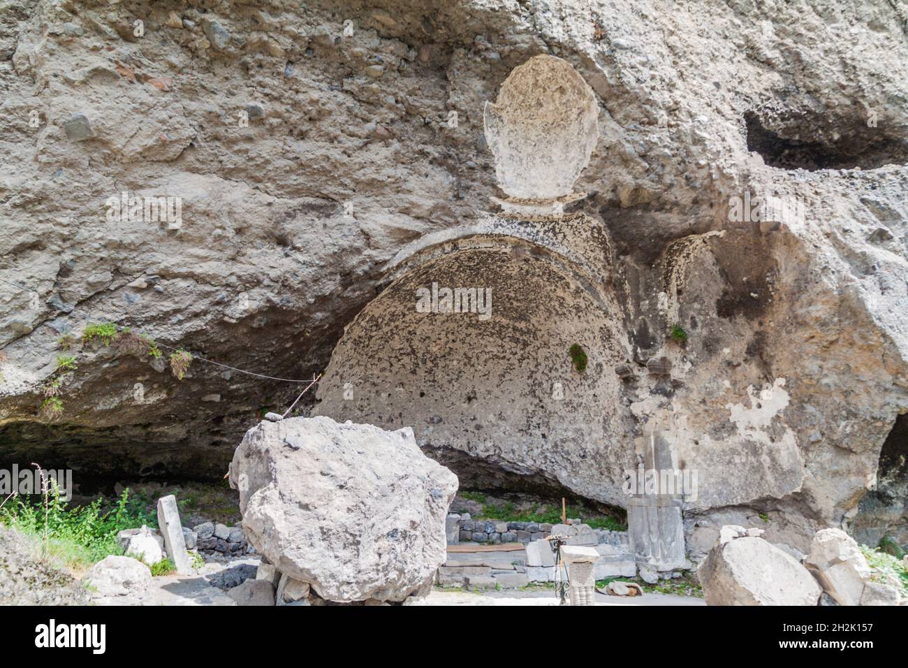 Ruins of cave monastery Vanis Kvabebi carved into a cliff, Georgia ...