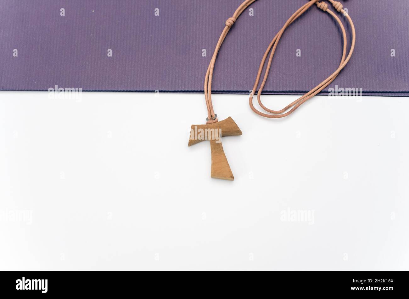 isolated hand made wooden tau cross pendant - Greek letter tau Stock ...