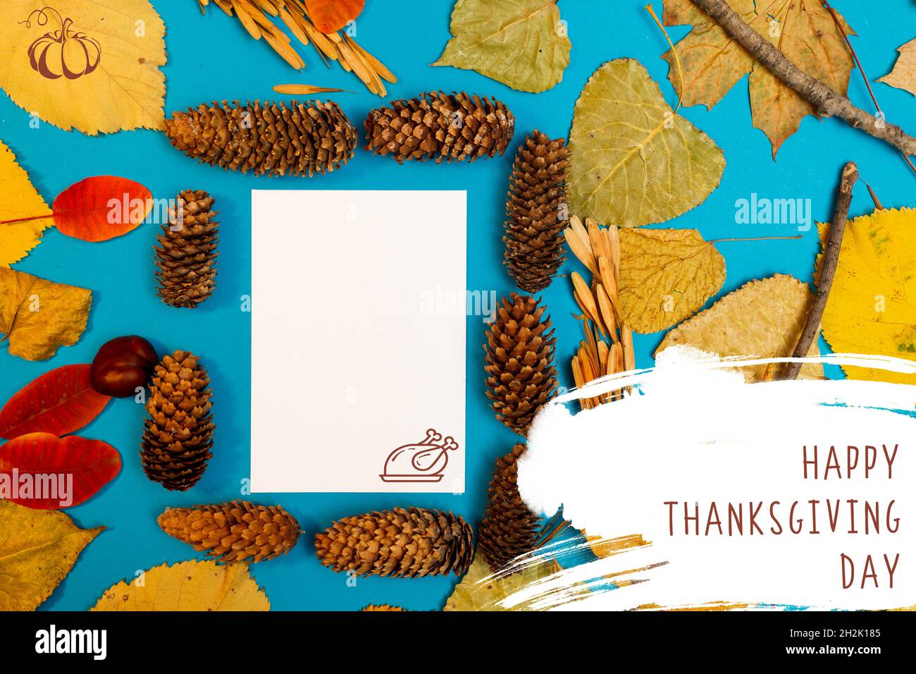 Thanksgiving day mockup template with yellow leaves and frame Stock ...