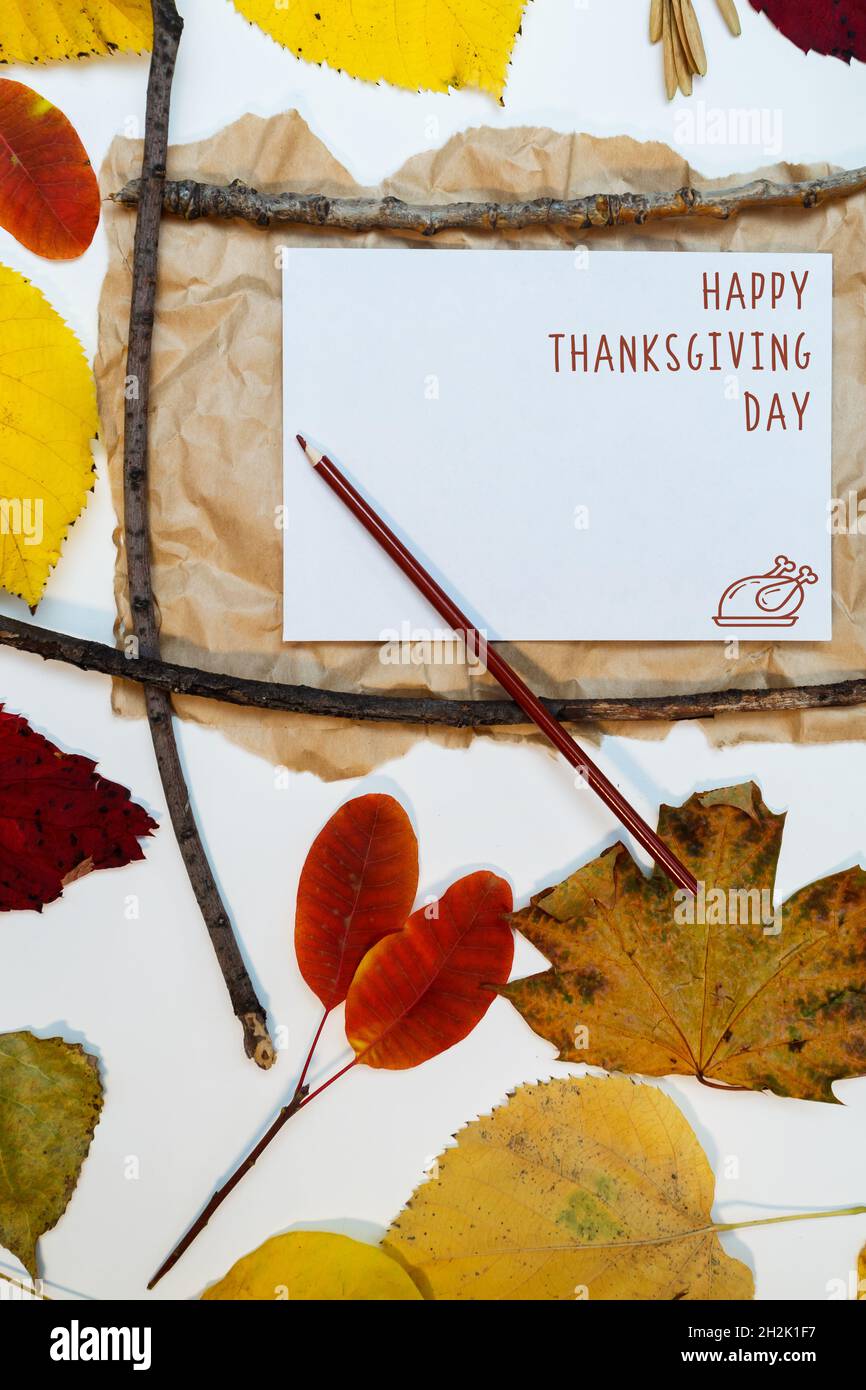 Thanksgiving day mockup template with yellow leaves and frame Stock ...