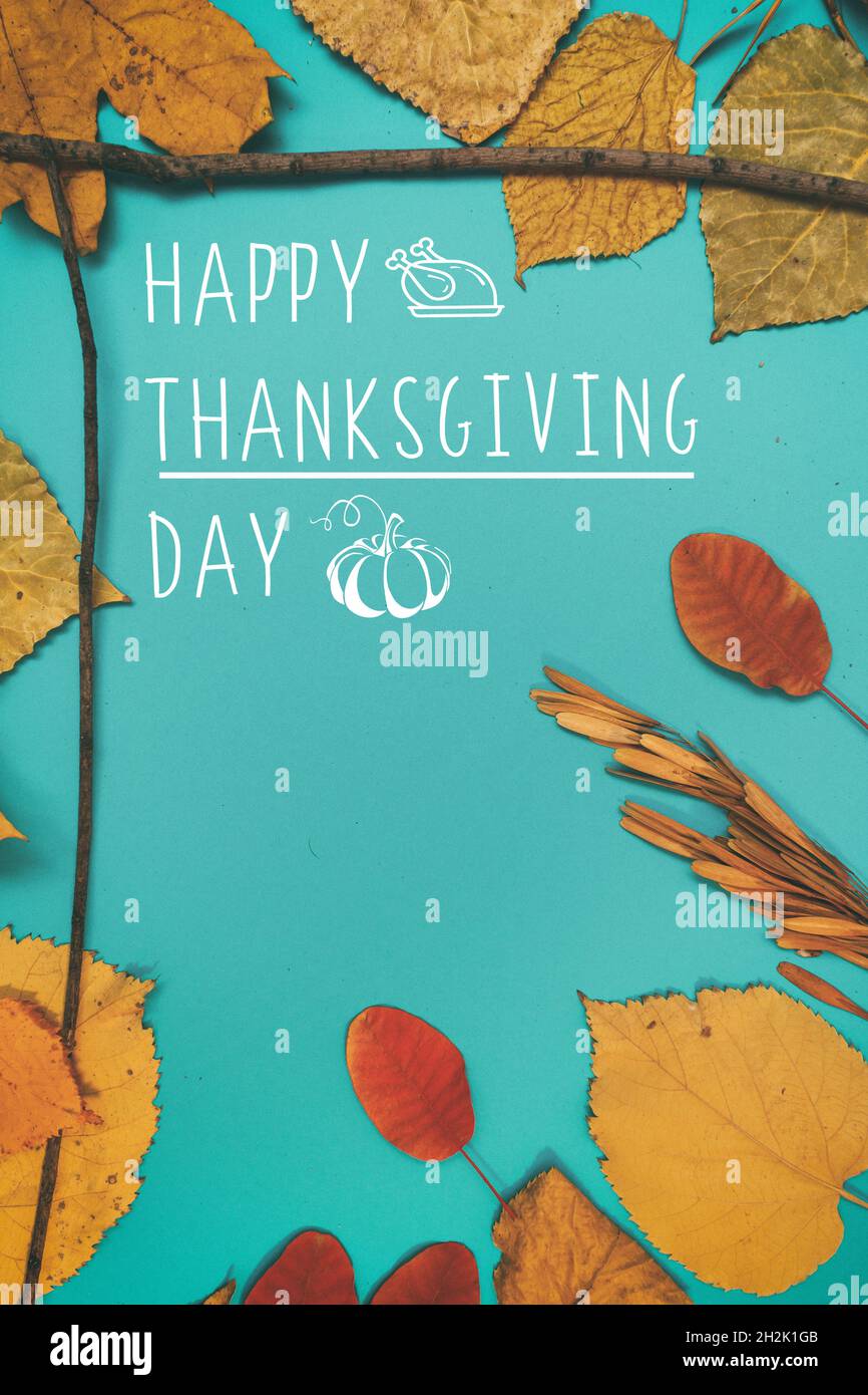 Thanksgiving day mockup template with yellow leaves and frame Stock ...