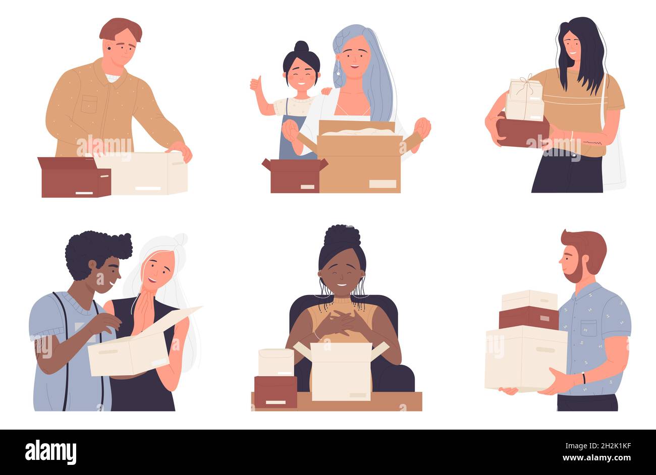 Opening package woman Stock Vector Images - Alamy