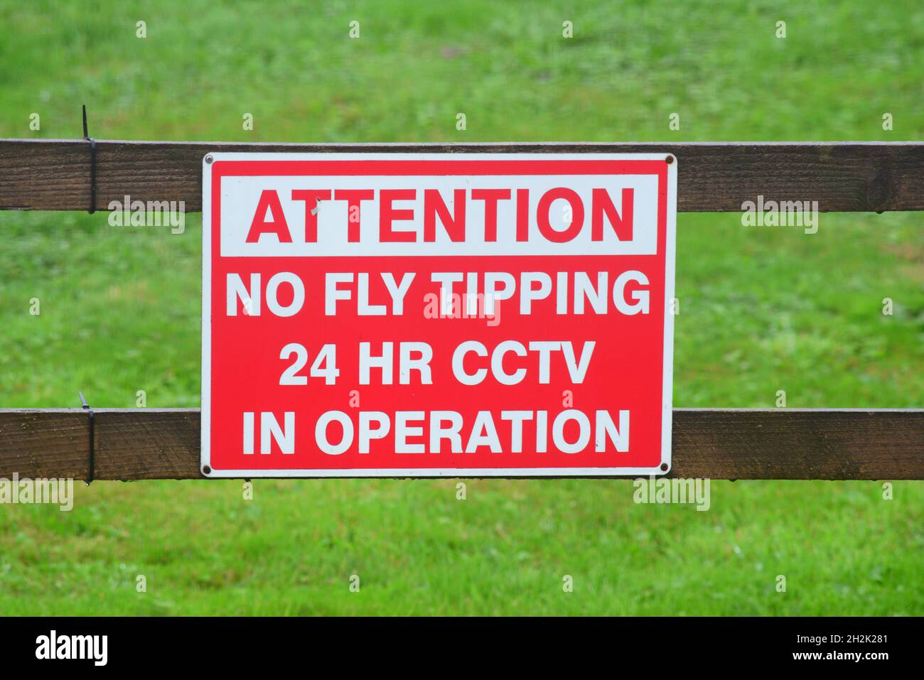 warning no fly tipping 24 hour cctv in operation sign united kingdom ...