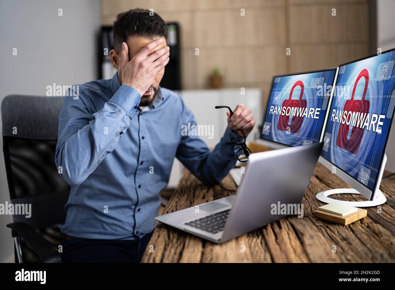 Ransomware Cyber Attack Showing Personal Files Encrypted Screen Stock ...