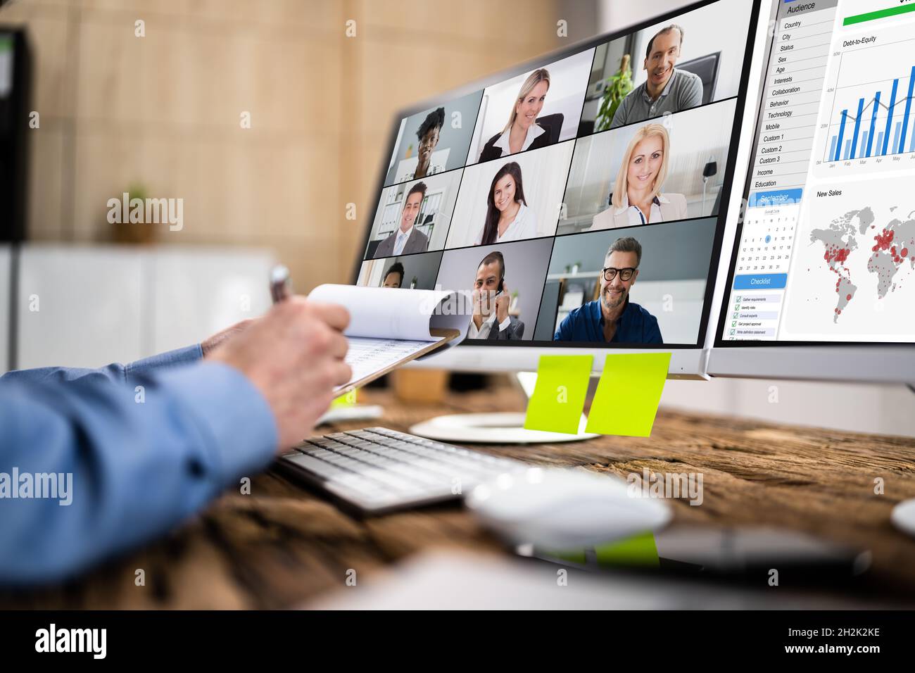 Online Virtual Lecture Or Tutorial Meeting. Video Webinar Stock Photo ...