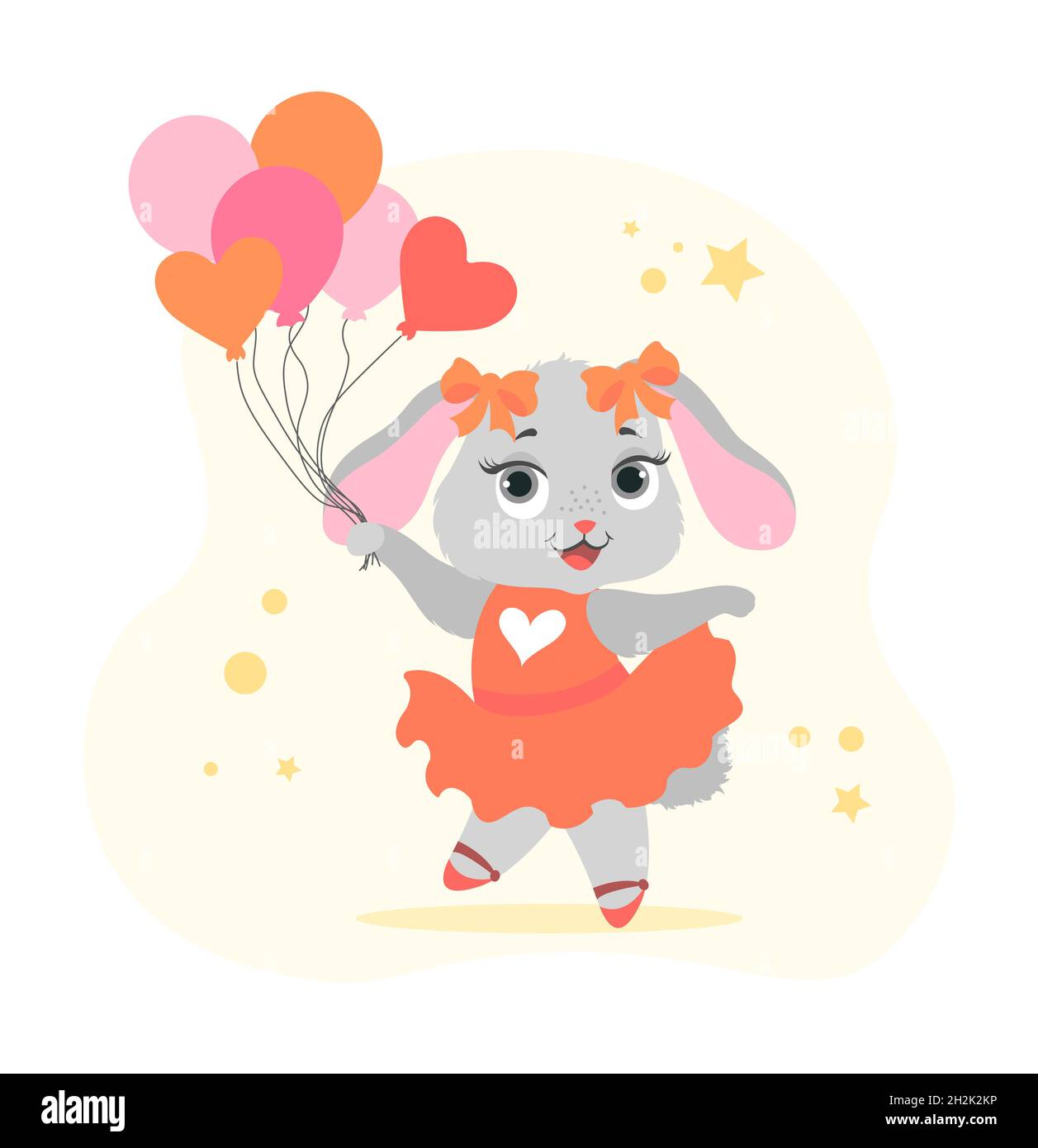 Cute bunny with balloons Stock Vector Image & Art - Alamy