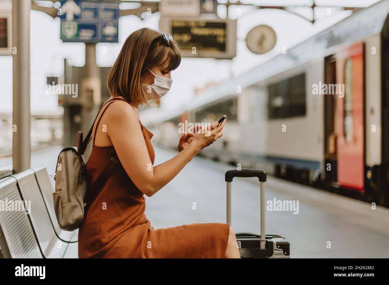 Tourist woman walking inside the train station in Antwerp Stock Photo ...