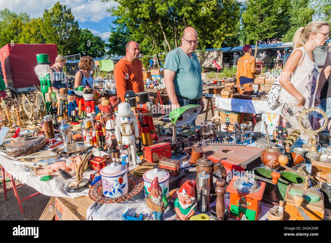 BERLIN, GERMANY - AUGUST 6, 2017: People visit a flea market in ...