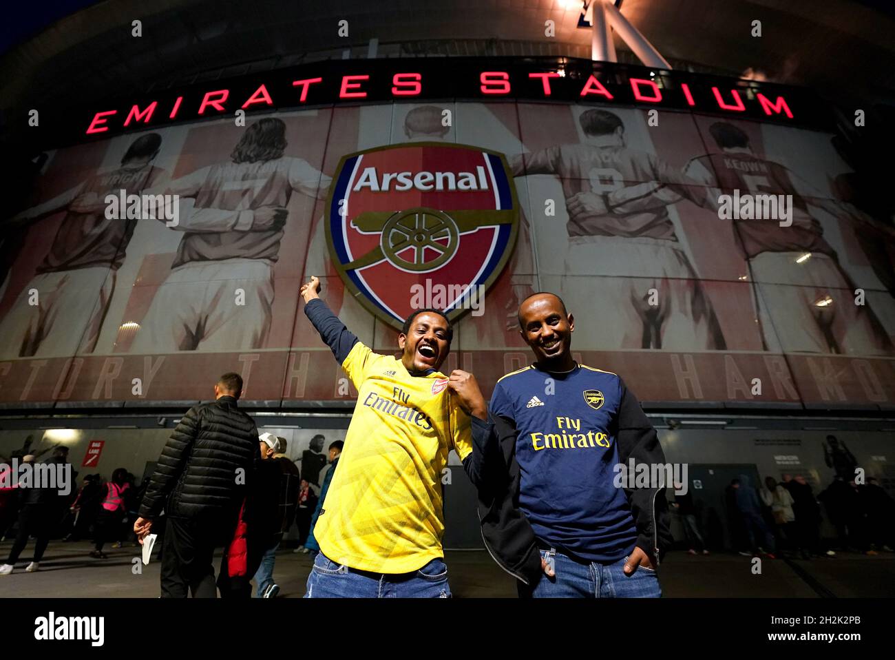 Arsenal fans ahead of the Premier League match at the Emirates Stadium ...
