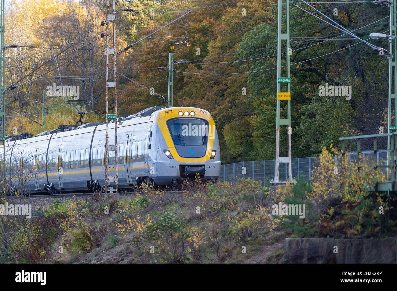 PARTILLE, SWEDEN - Oct 21, 2021: A local train passing by. Photography ...