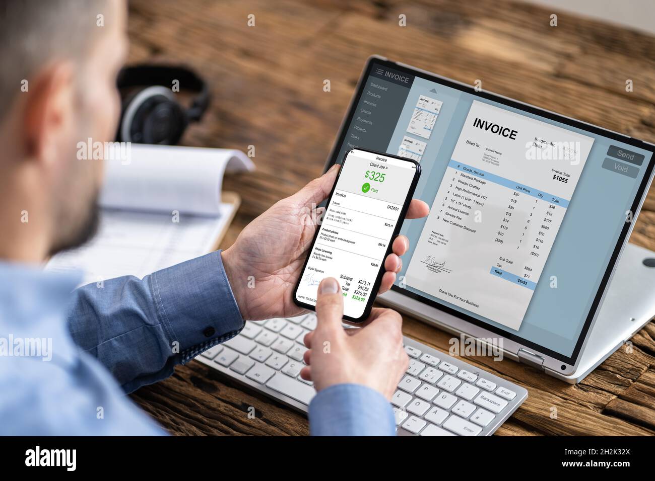 Digital Invoice Document Or Payment Receipt On Mobile Phone Stock Photo ...