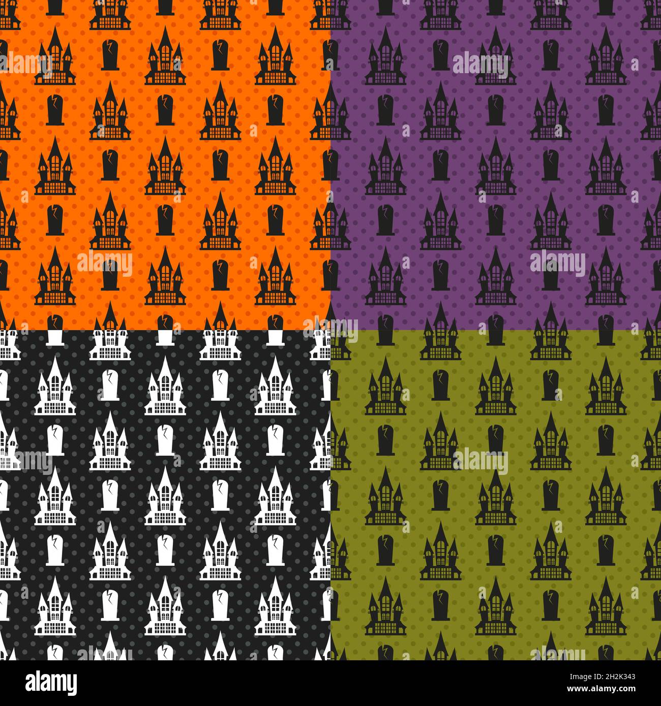 Halloween seamless patterns set. Color background with icons Stock ...
