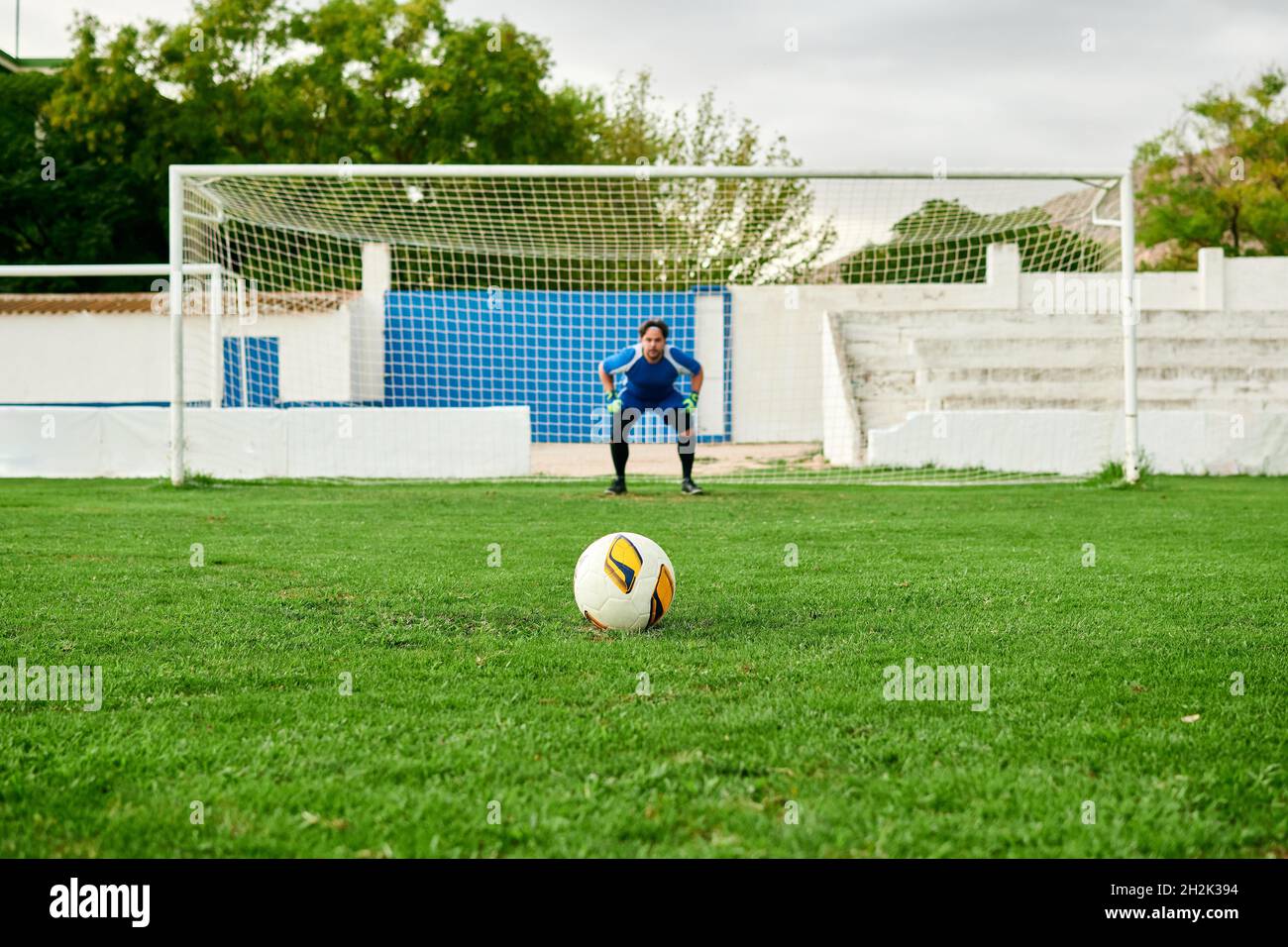 Soccer stadium field goal keeper hi-res stock photography and images ...