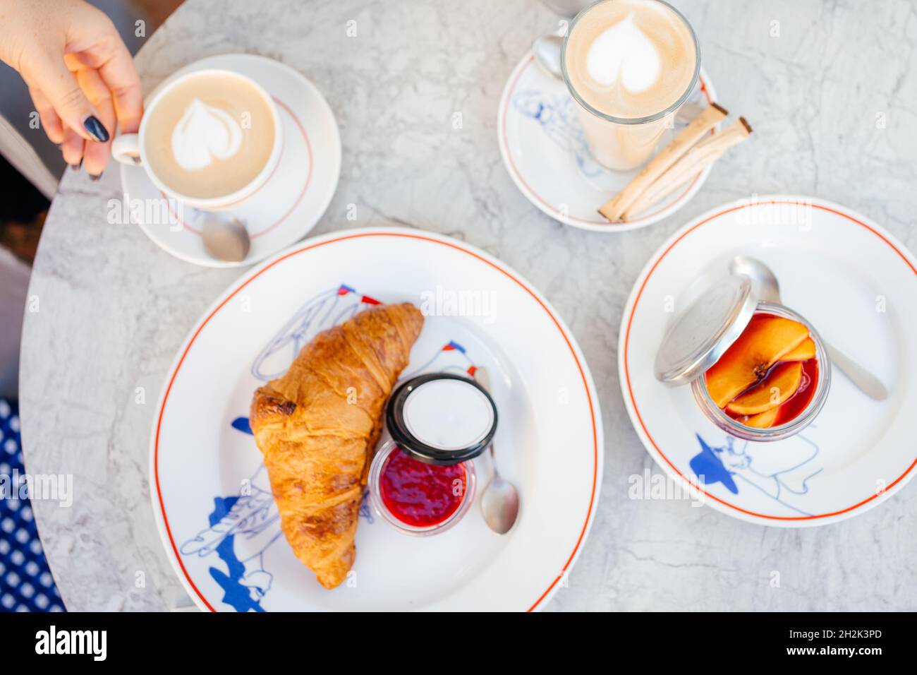 flatbread with a variety of desserts and coffee Stock Photo - Alamy