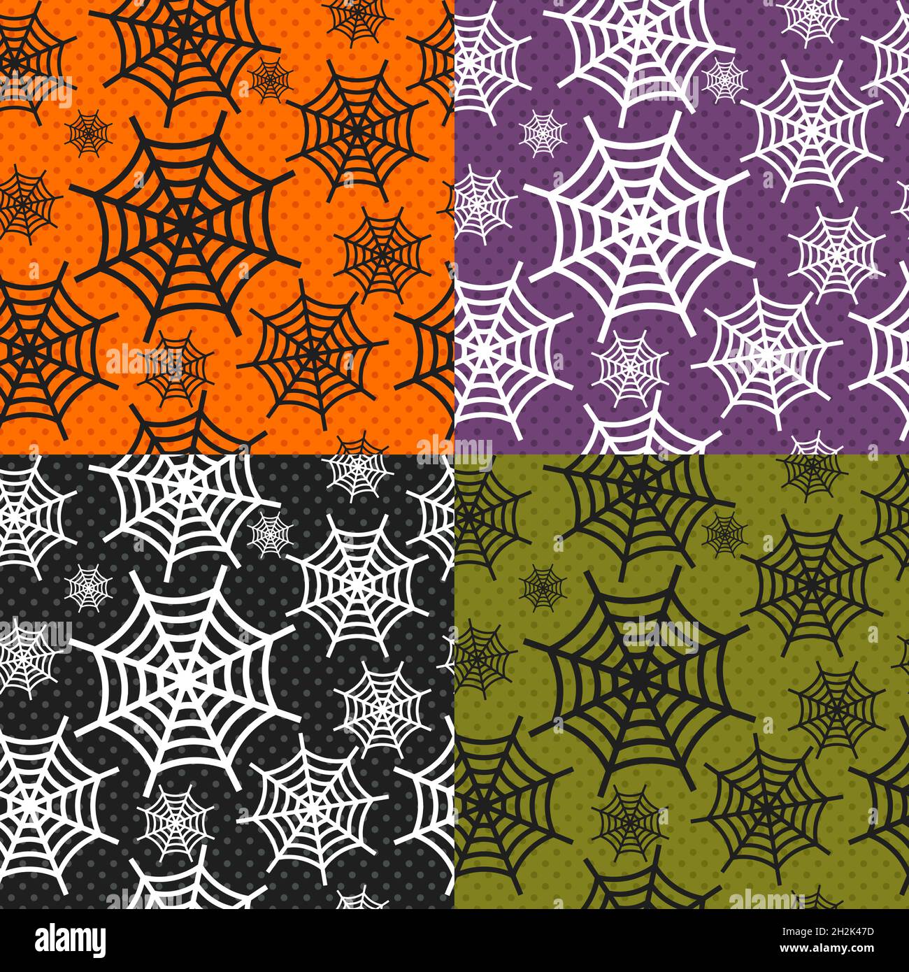 Halloween seamless patterns set. Color background with icons Stock ...