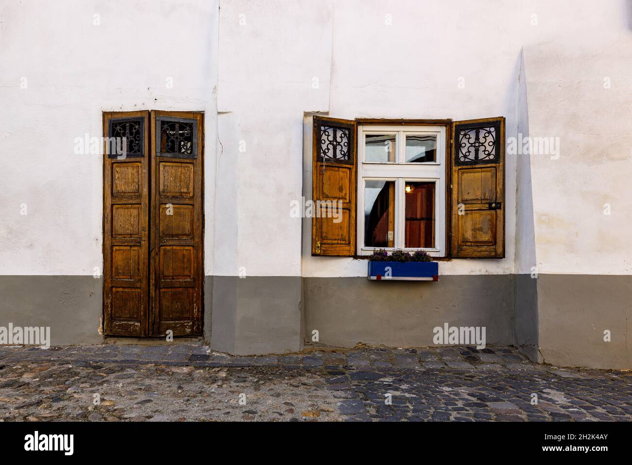 Window and Door and Facade of a House in Sibiu in Romania Stock Photo ...