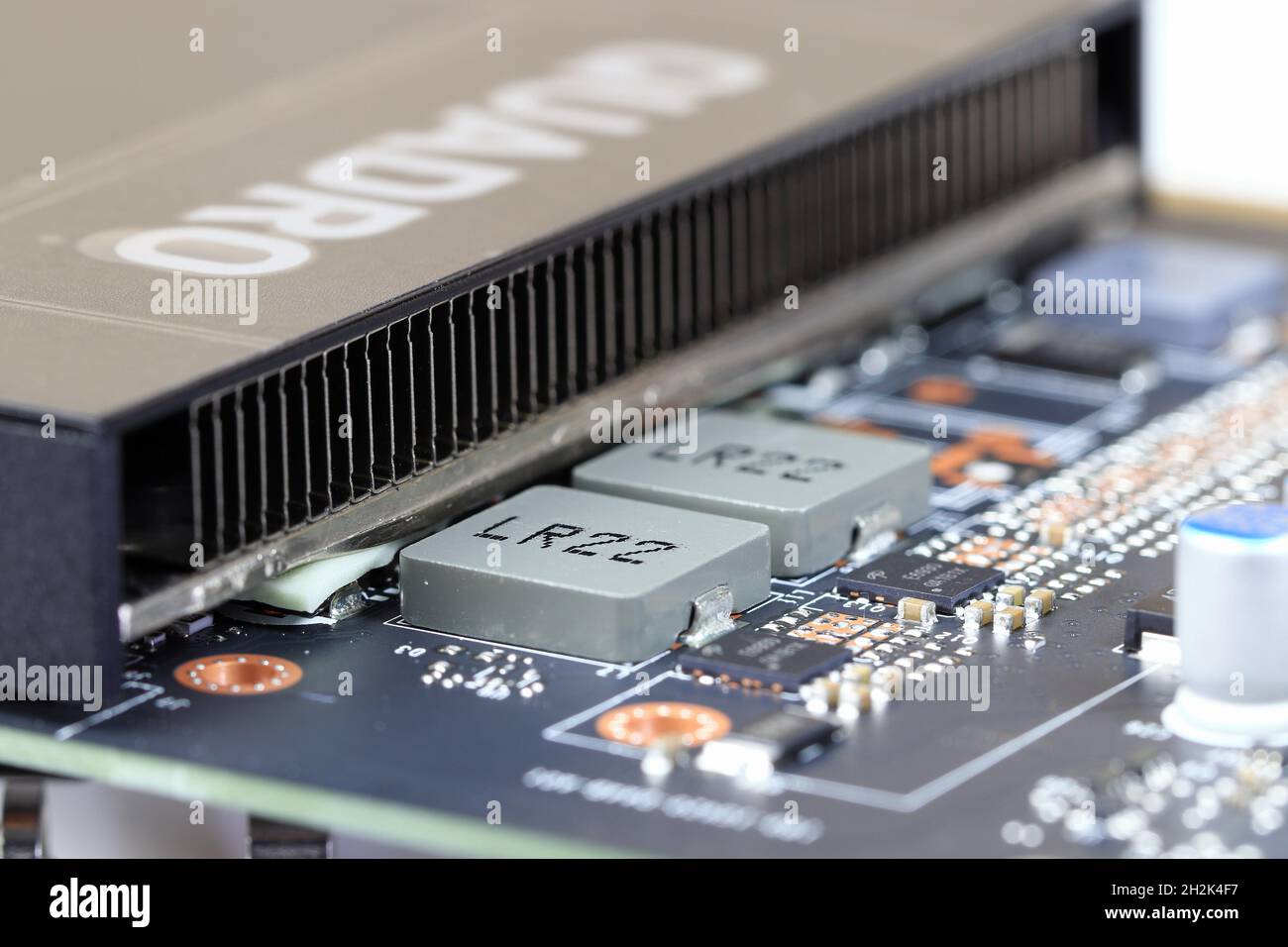 Close up detail of Professional video graphic card, High performance ...