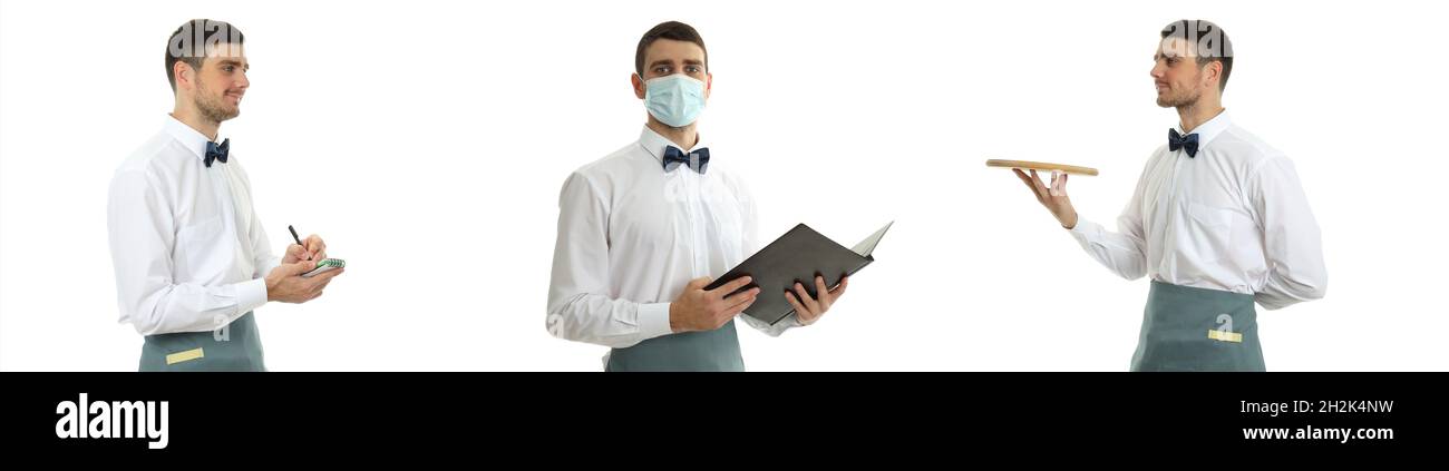 Set of waiter isolated on white background Stock Photo - Alamy