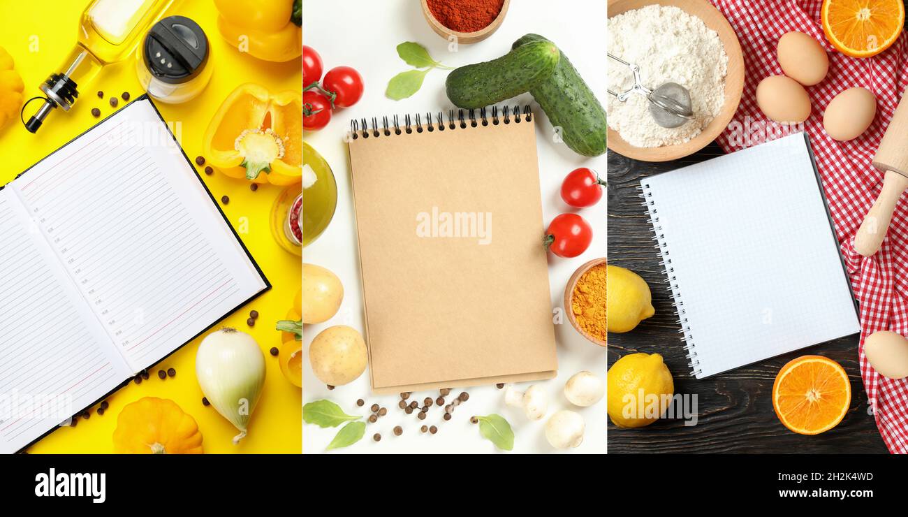 Collage of recipe compositions, space for text Stock Photo - Alamy