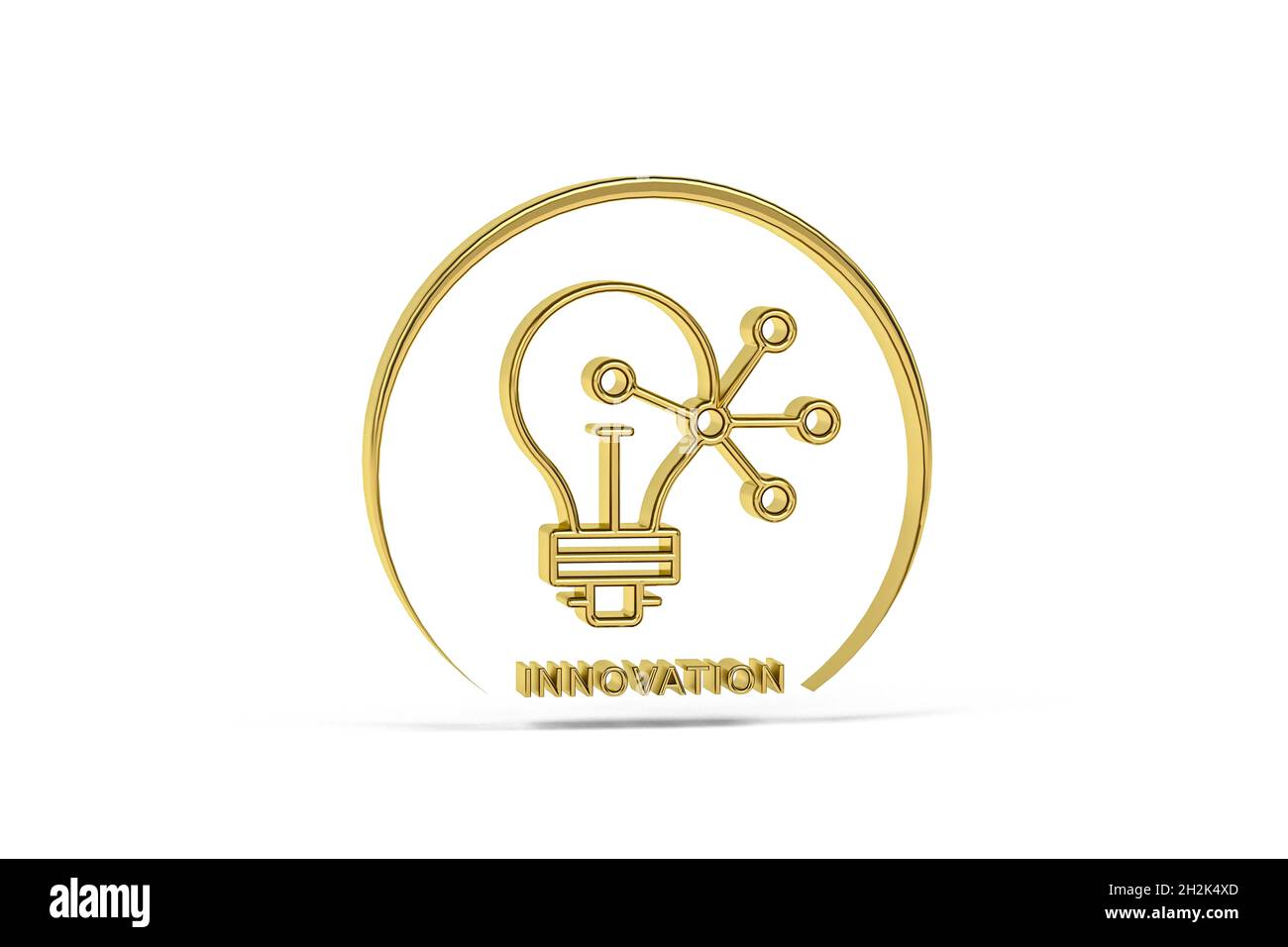 Golden 3d innovation icon isolated on white background - 3d render ...