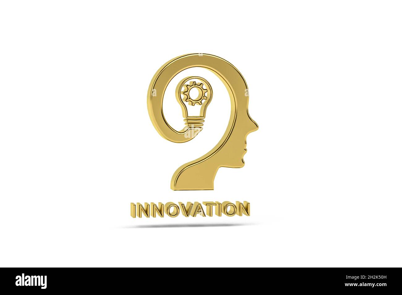Golden 3d innovation icon isolated on white background - 3d render ...