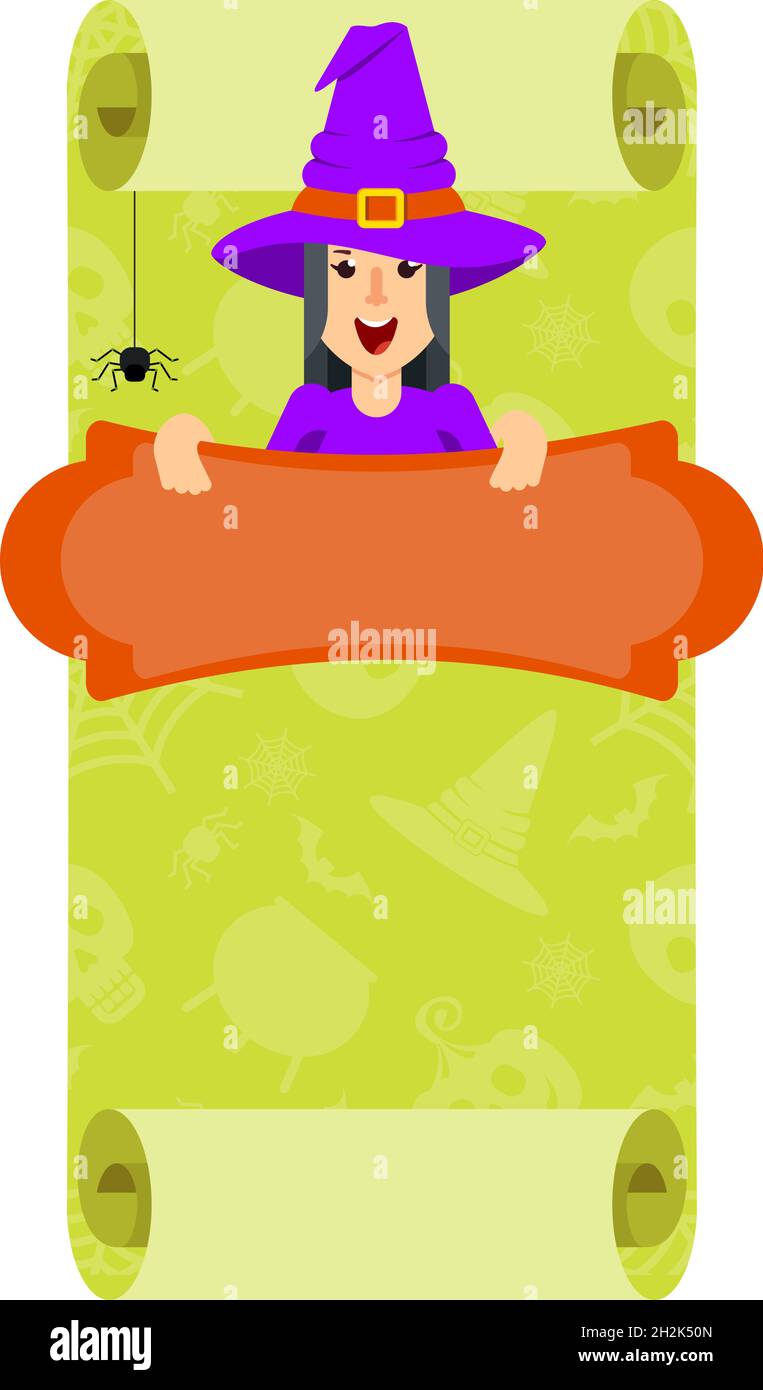 Vector banner with a young beautiful witch Stock Vector Image & Art - Alamy