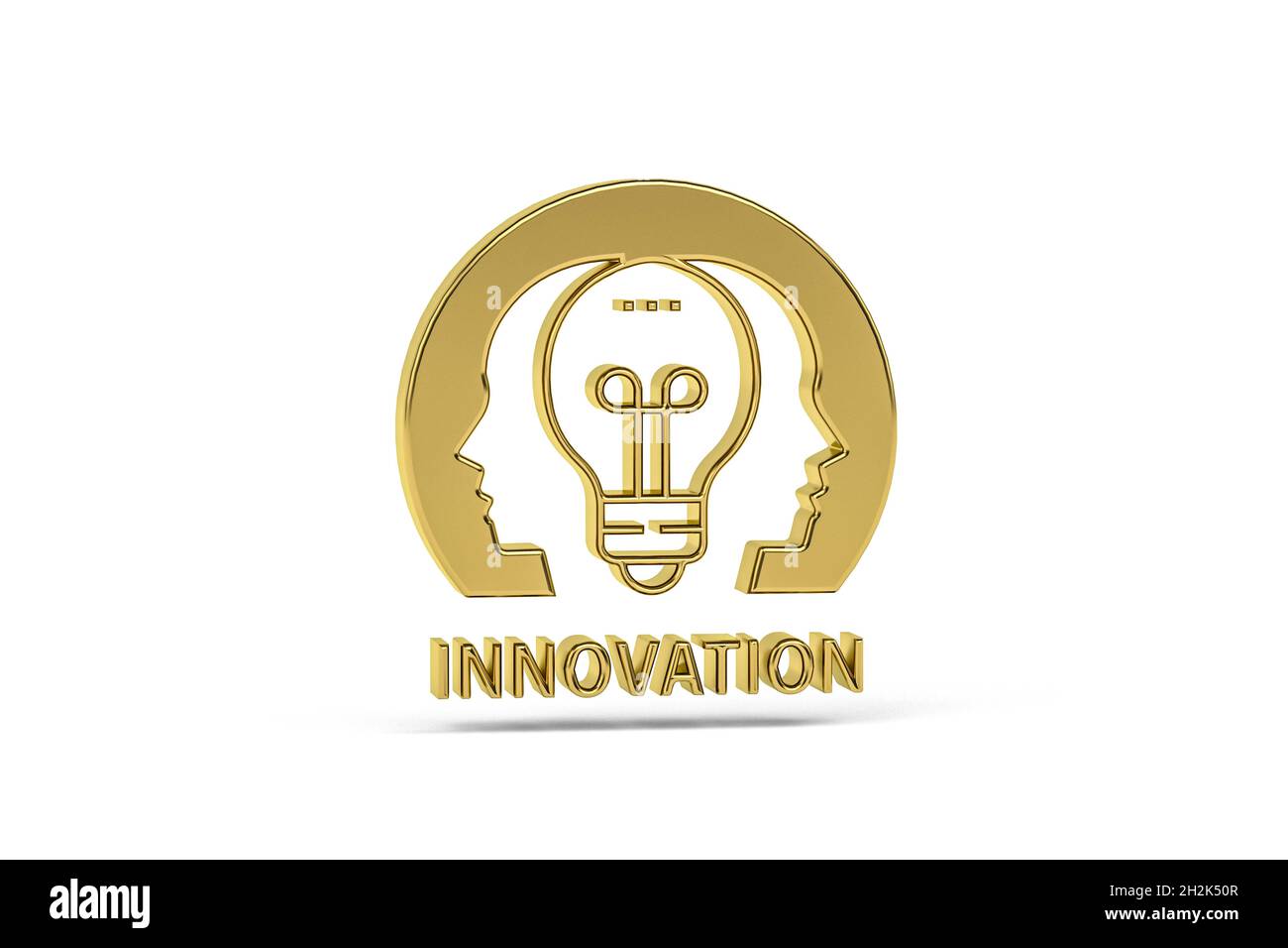 Golden 3d innovation icon isolated on white background - 3d render ...